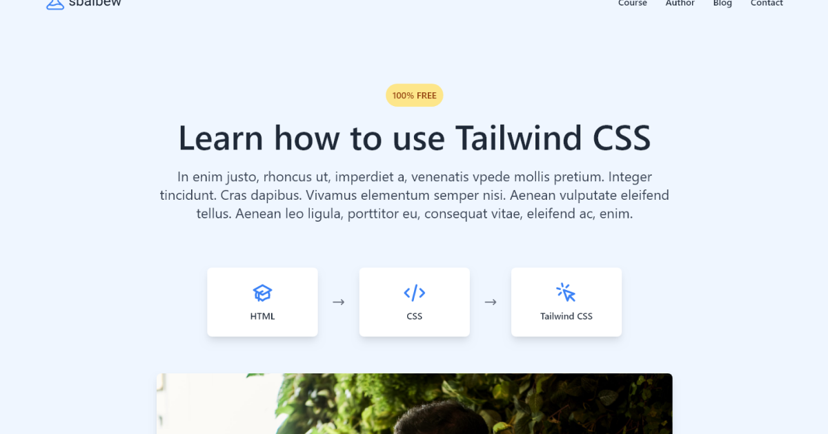 Premium landing page for courses made in Tailwind CSS
