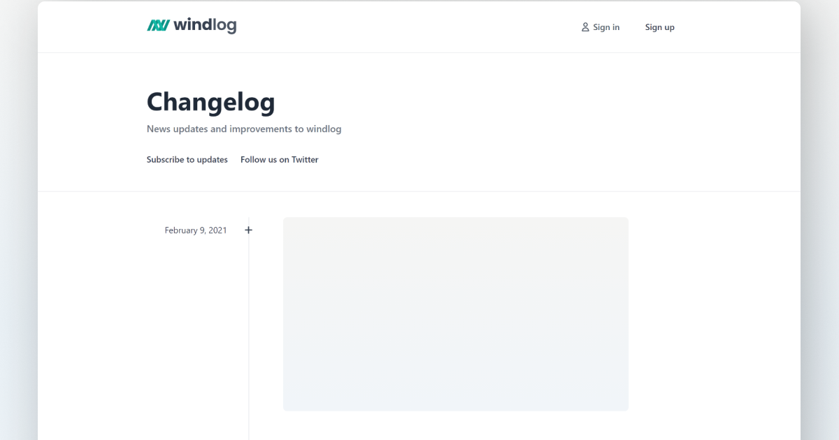 WindLog - Tailwind CSS Product Update Template